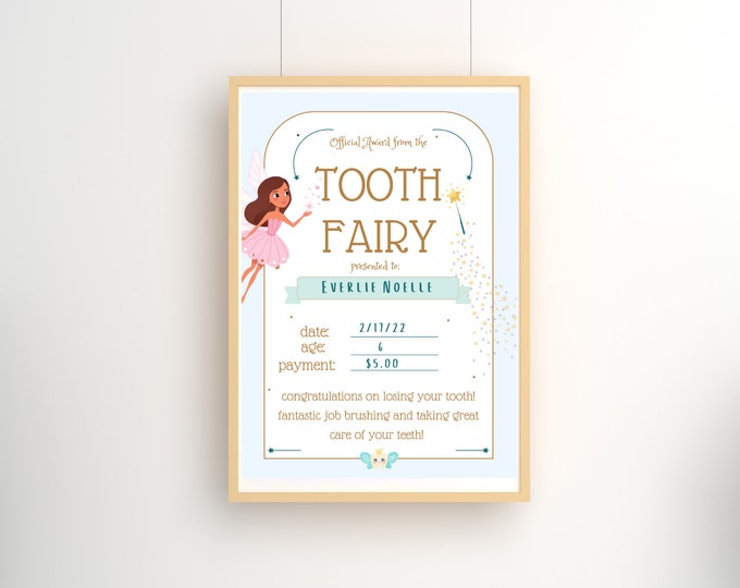 Printable Tooth Fairy Report Card, Kids Lost Tooth Keepsake (digital ...