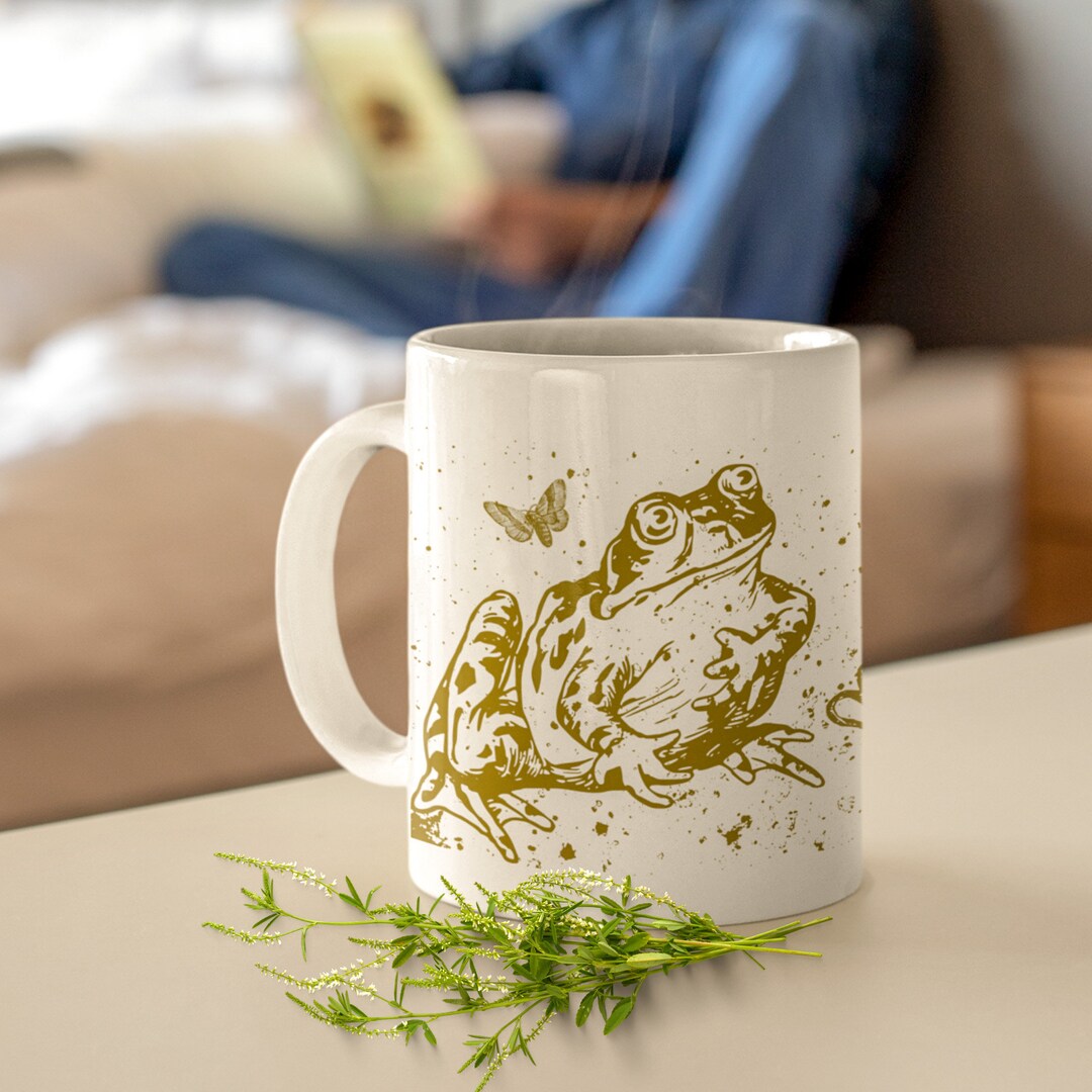 Frog Mug Cute Frog and Toad Mug Forest Mug Mushroom Mug Frog Vintage ...