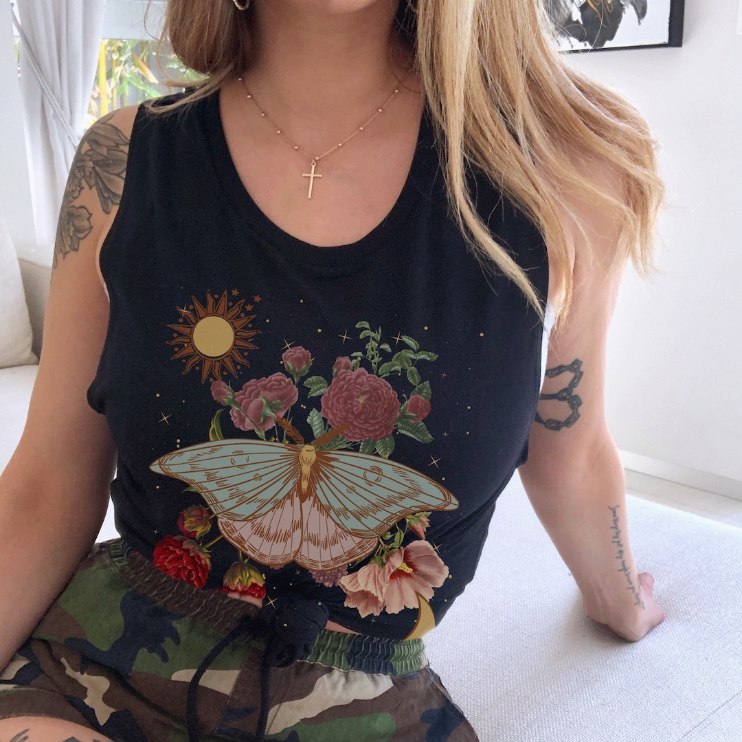 Naturecore Luna Moth Art Moon Shirt Sun and Moon Print Gift Witchcore ...