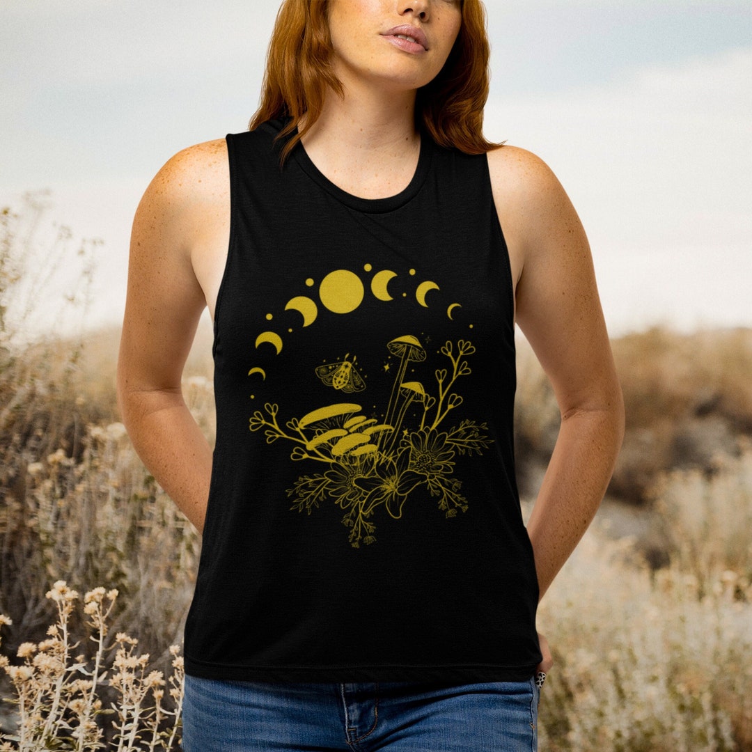 Luna Moth Art Naturecore Sun and Moon Tank Cottage Core Tank Fairy Tank ...