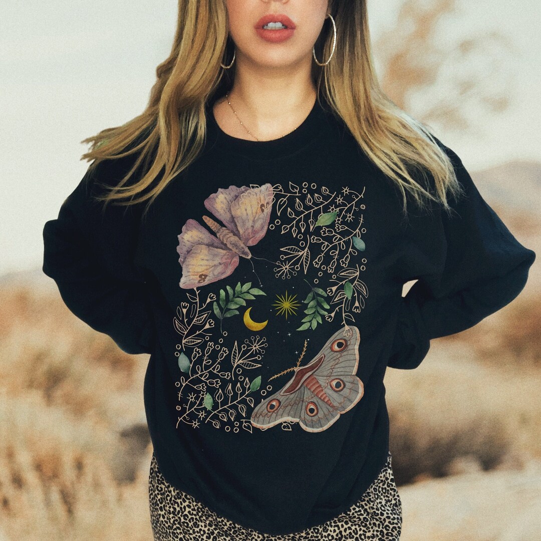 Cottage Core Sweater Luna Moth Art Oversized Cottagecore Academia ...