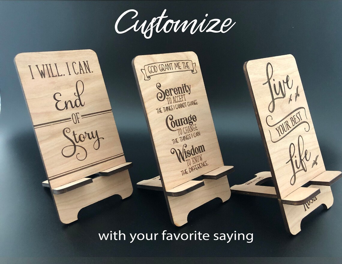 Wooden Phone Stand Customized Laser Cut and Engraved - Etsy