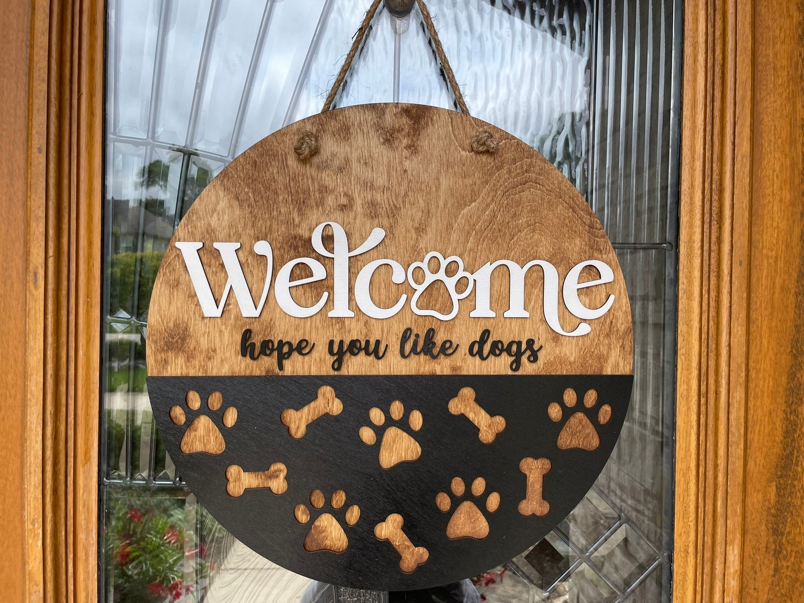 Welcome Hope You Like Dogs Door Hanger Paw Prints Hope - Etsy