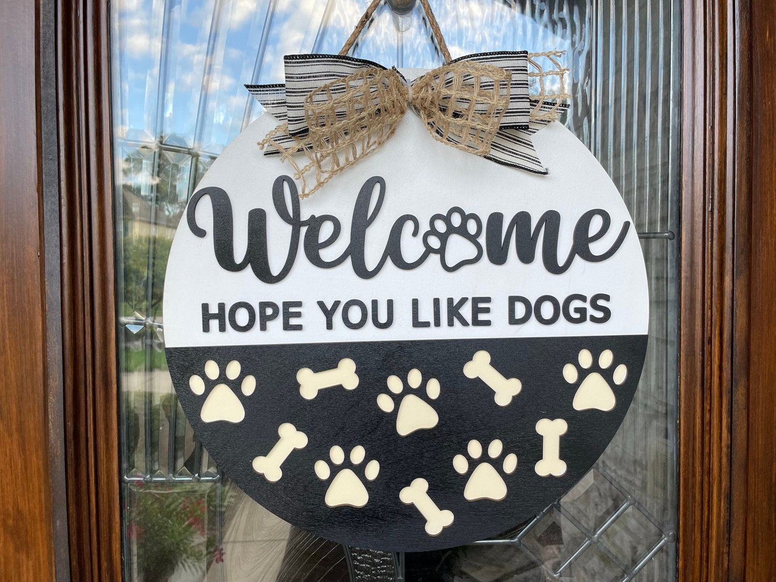 Welcome Hope You Like Dogs Door Hanger Paw Prints Hope - Etsy