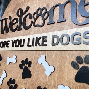 Welcome, Hope You Like Dogs Door Hanger | Sign With Paw Prints | Front ...