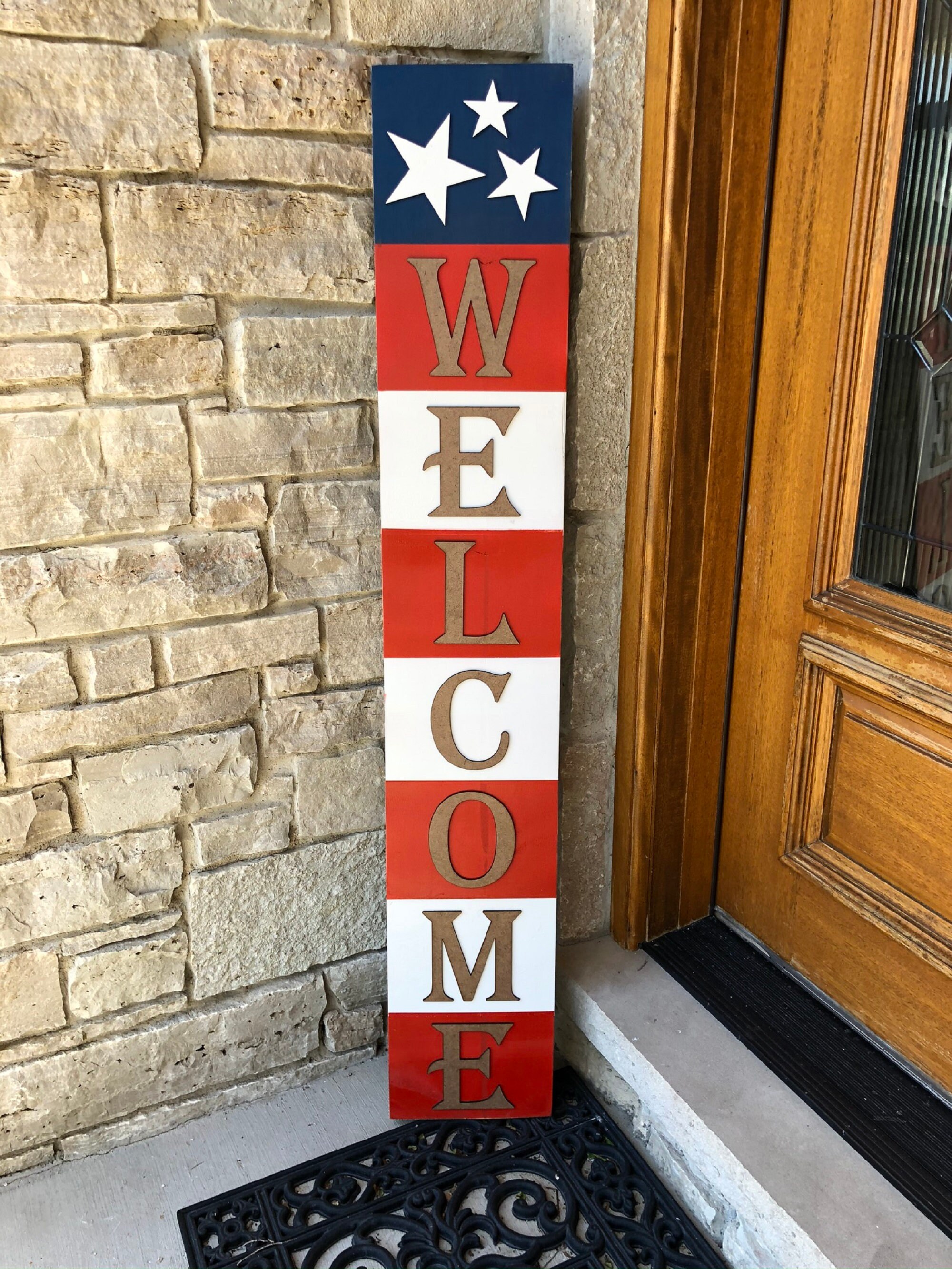 Patriotic 3D Welcome Sign Porch Board Outdoor Welcome Flag | Etsy