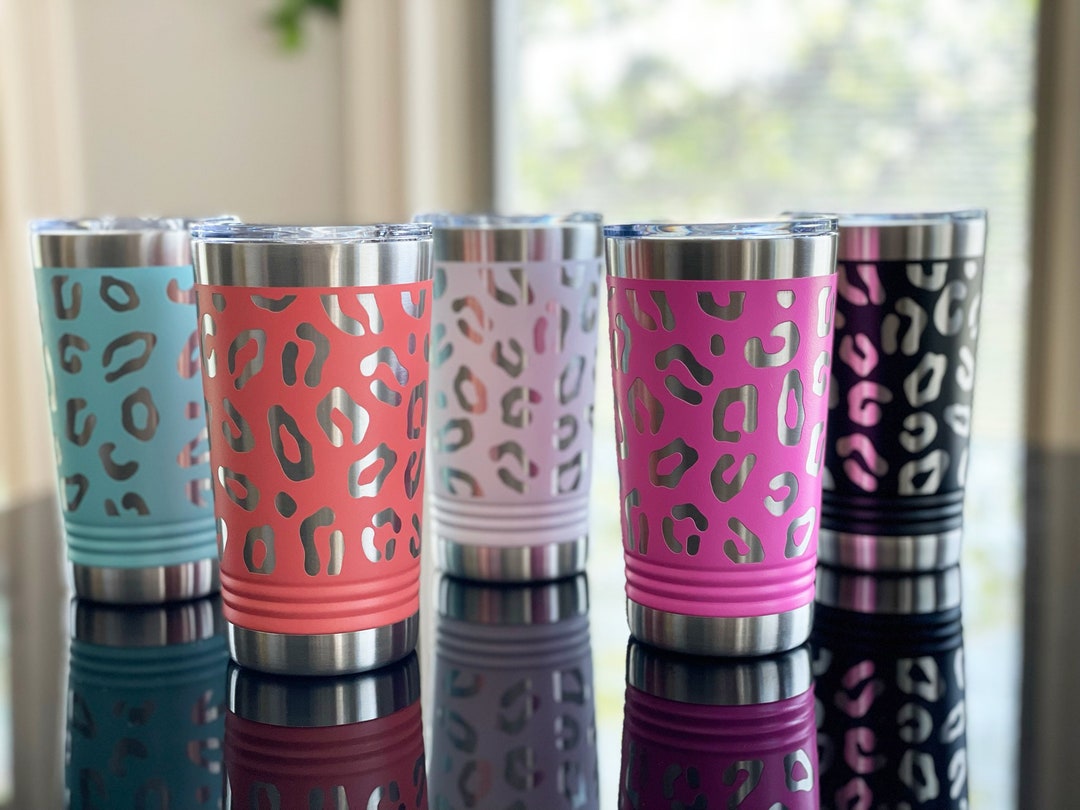 Laser Engraved Cheetah Travel Mug 16oz Stainless Steel Insulated Drink ...