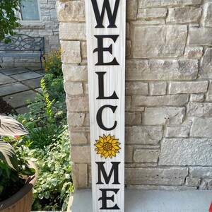 Farmhouse Welcome Porch Sign With Sunflower | Outdoor Welcome Sign ...