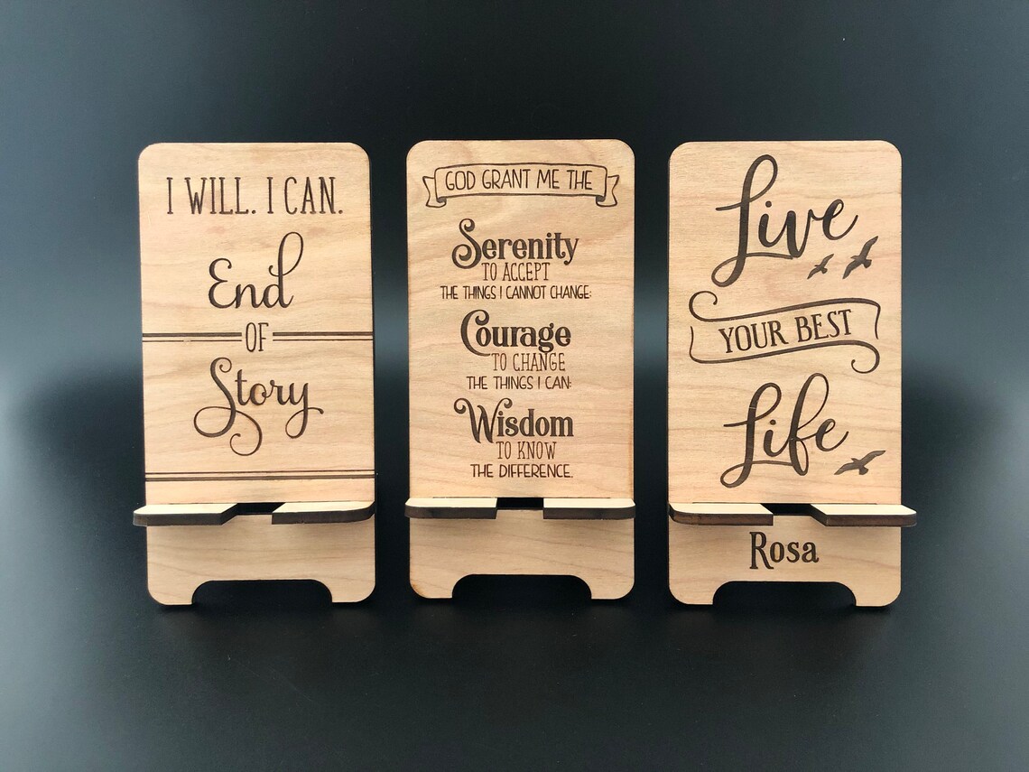 Wooden Phone Stand Customized Laser Cut and Engraved - Etsy