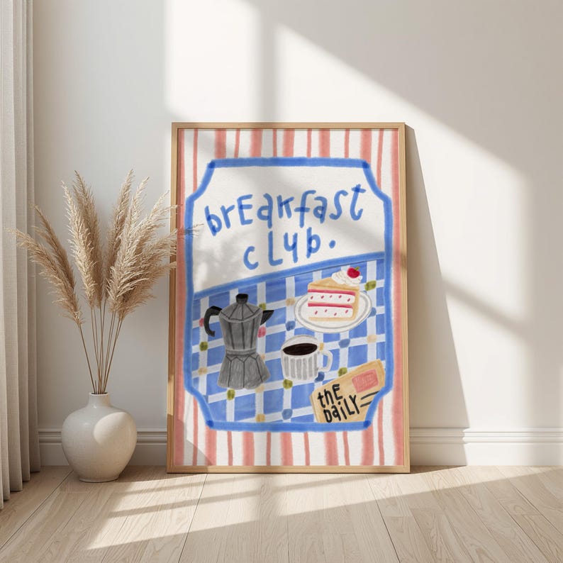 Breakfast Club Print, Retro Sketch Art, Kitchen Dining Decor (digital ...