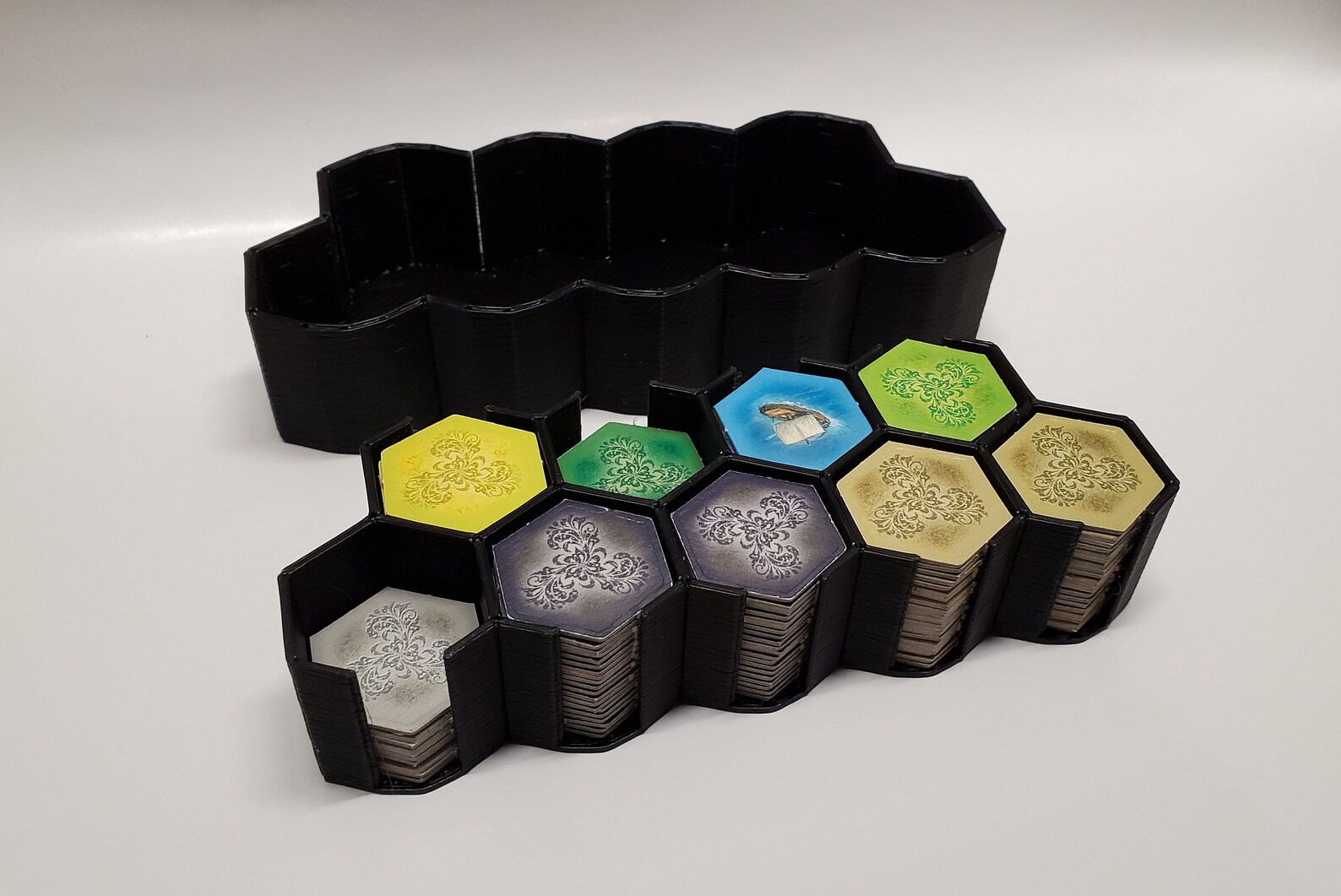Castles of Burgundy Map Hex Tile Tokens Holder With Lid - Etsy