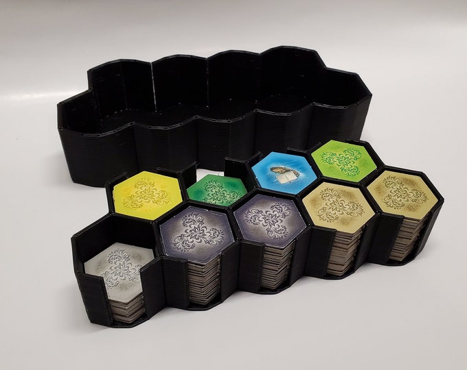 Castles of Burgundy Map Hex Tile Tokens Holder With Lid - Etsy