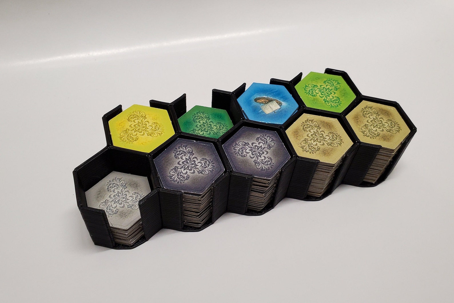 Castles of Burgundy Map Hex Tile Tokens Holder with Lid | Etsy