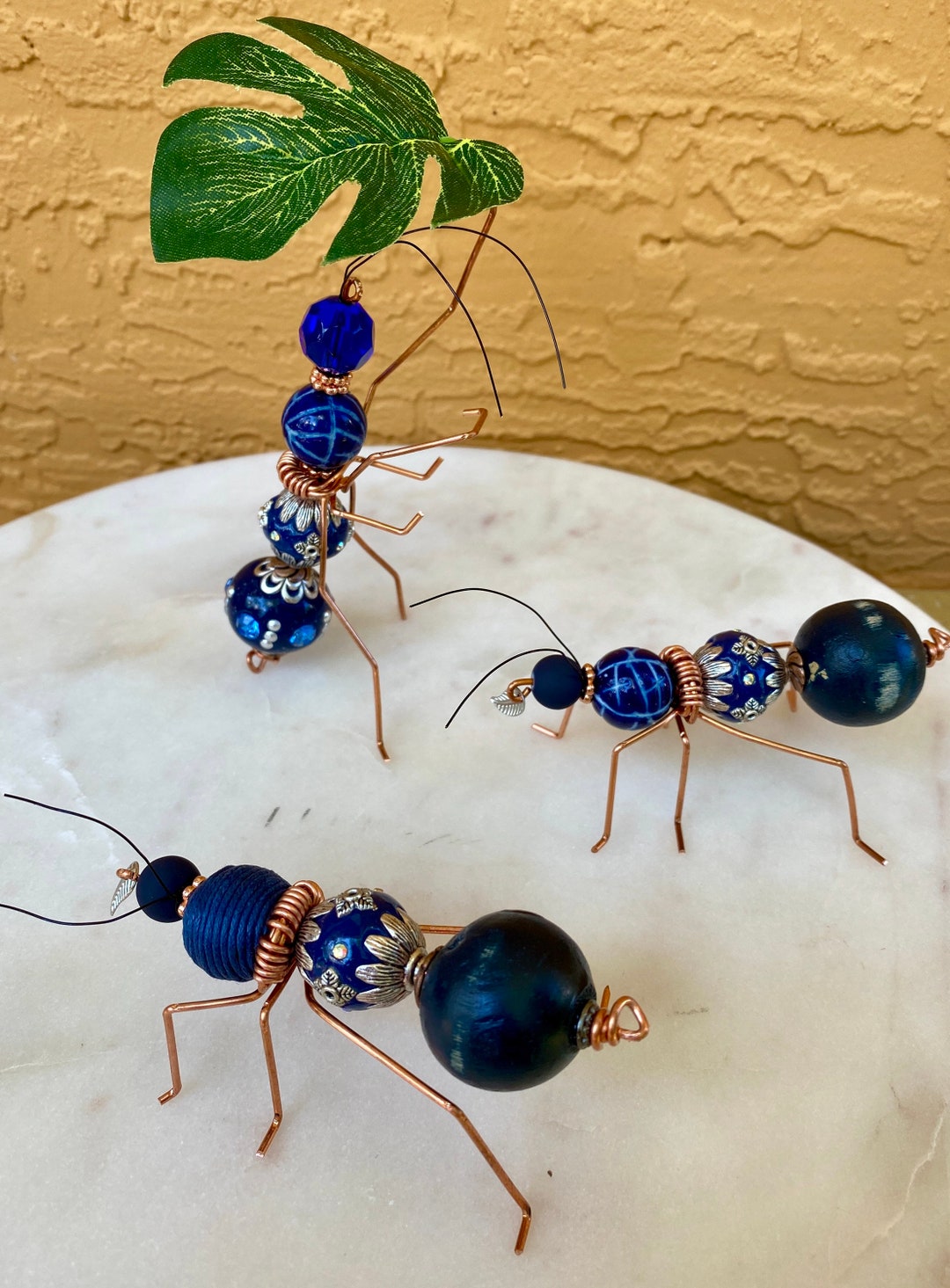 Set BLUE (3) .ants Sculpture Small Wall Mounting| Home Decor Ants ...
