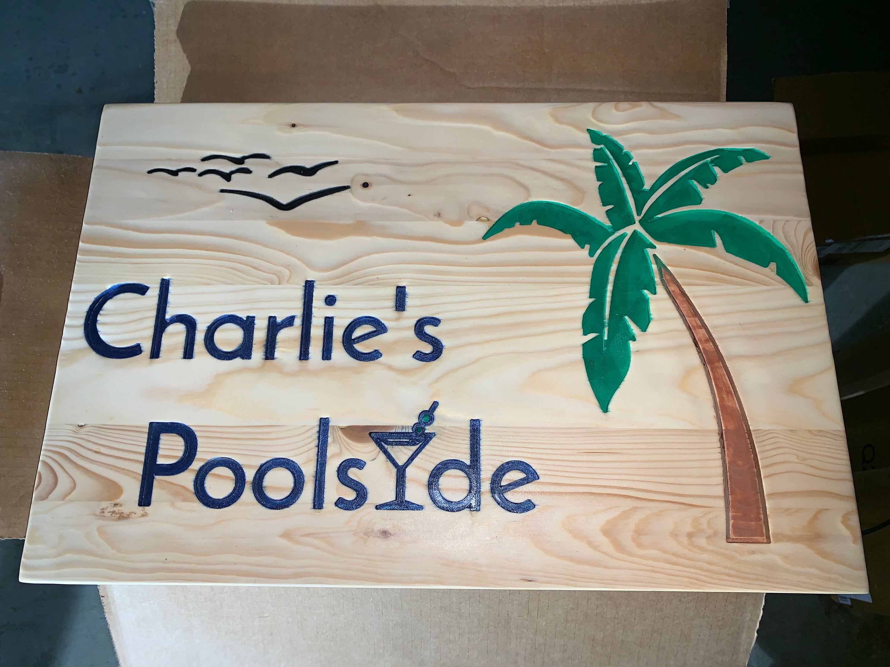 Poolside Custom Wood Home Sign Pine Sign Pool Sign Wall Art Custom Wood ...