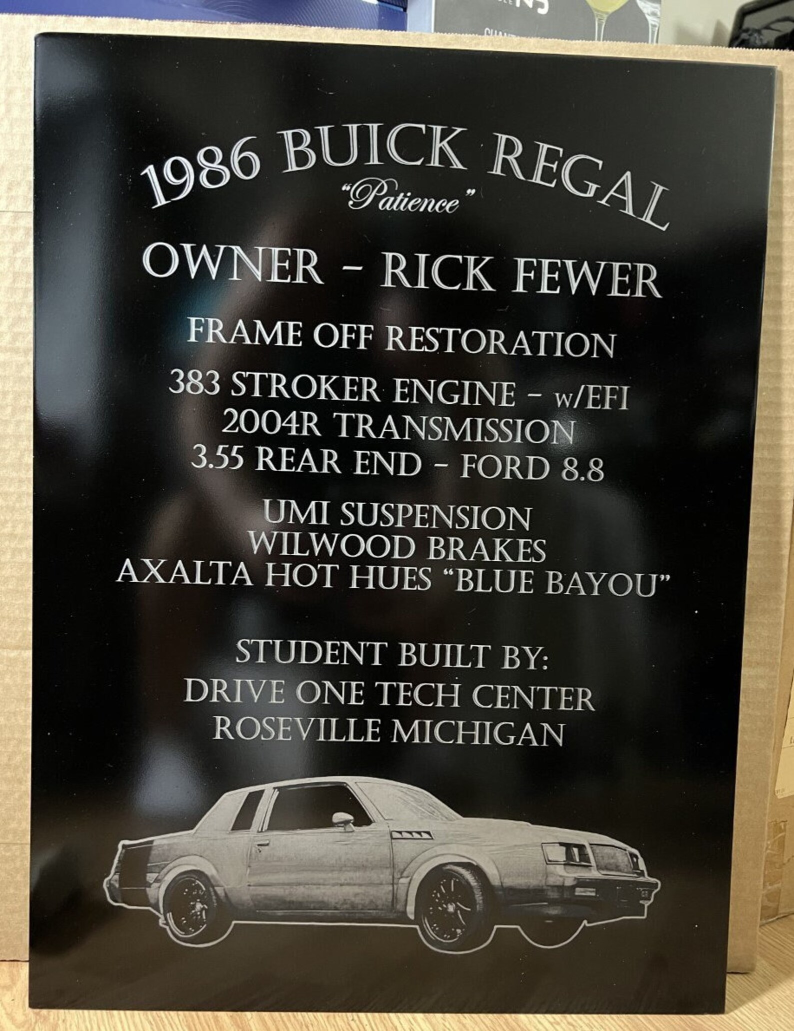 Laser Engraved Car Show Display Sign | Aluminum Car Show Sign ...