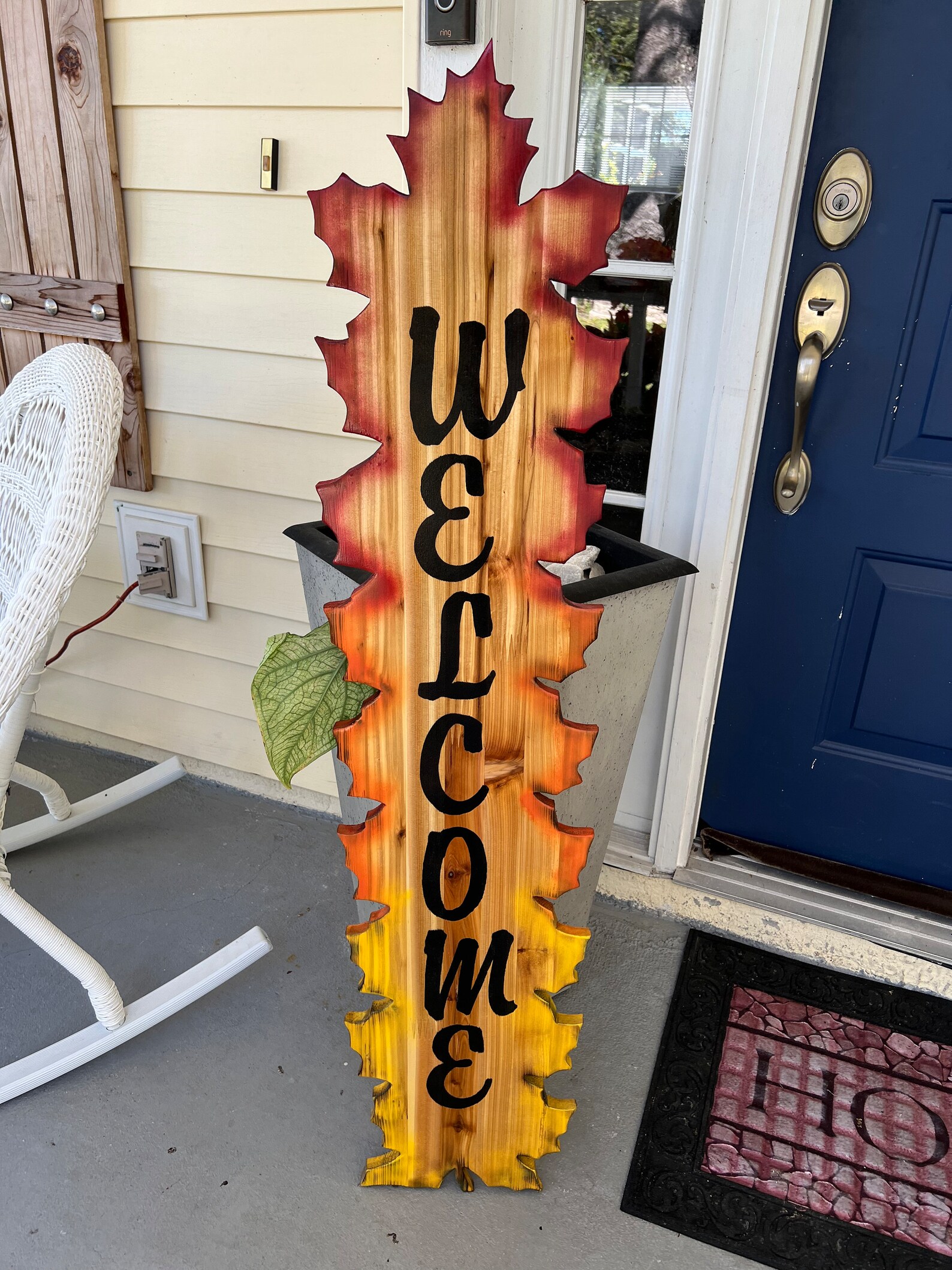 Fall Leaves Welcome Cedar Sign Custom Wood Home Sign Wall Art Custom ...