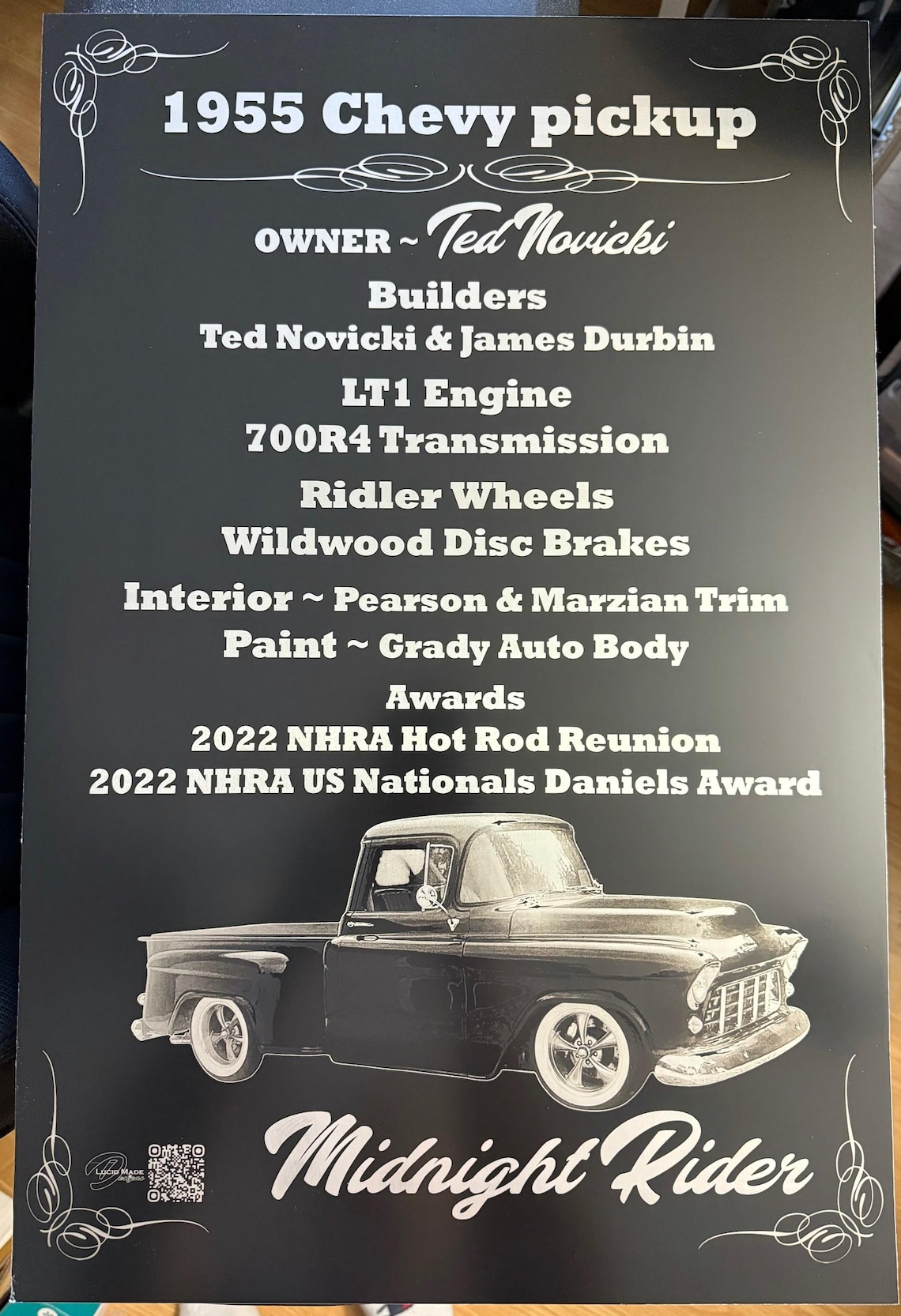 Laser Engraved Car Show Display Sign | Aluminum Car Show Sign ...