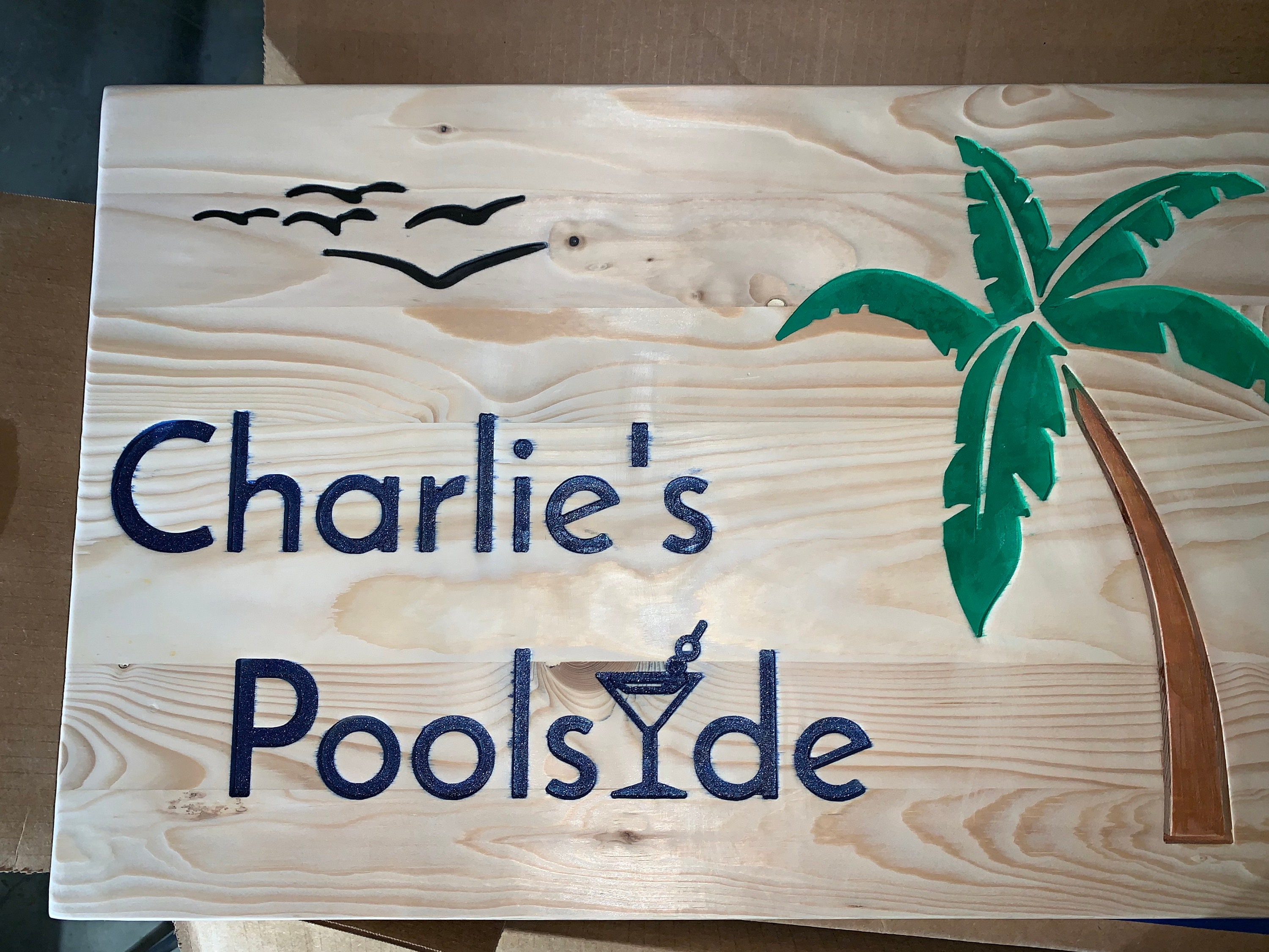 Poolside Custom Wood Home Sign Pine Sign Pool Sign Wall Art Custom Wood ...