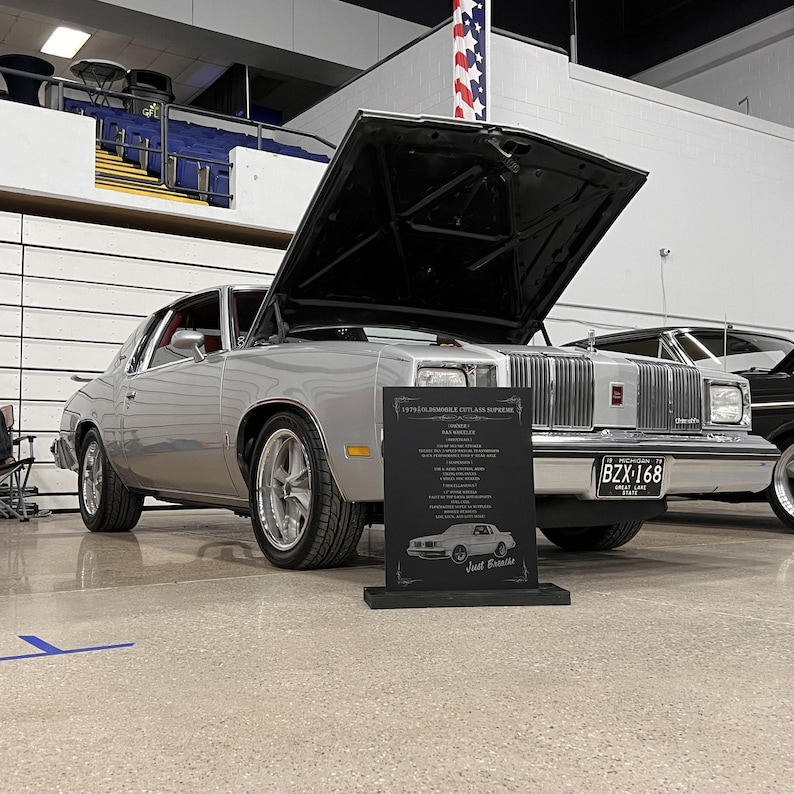 Laser Engraved Car Show Display Sign | Aluminum Car Show Sign ...