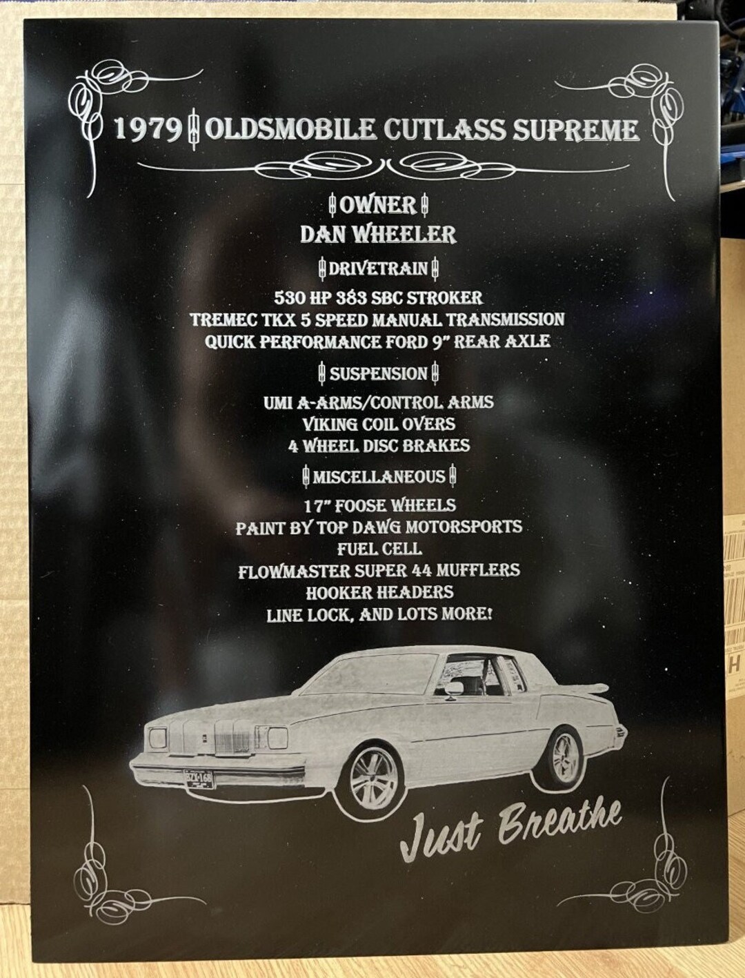 Laser Engraved Car Show Display Sign | Aluminum Car Show Sign ...