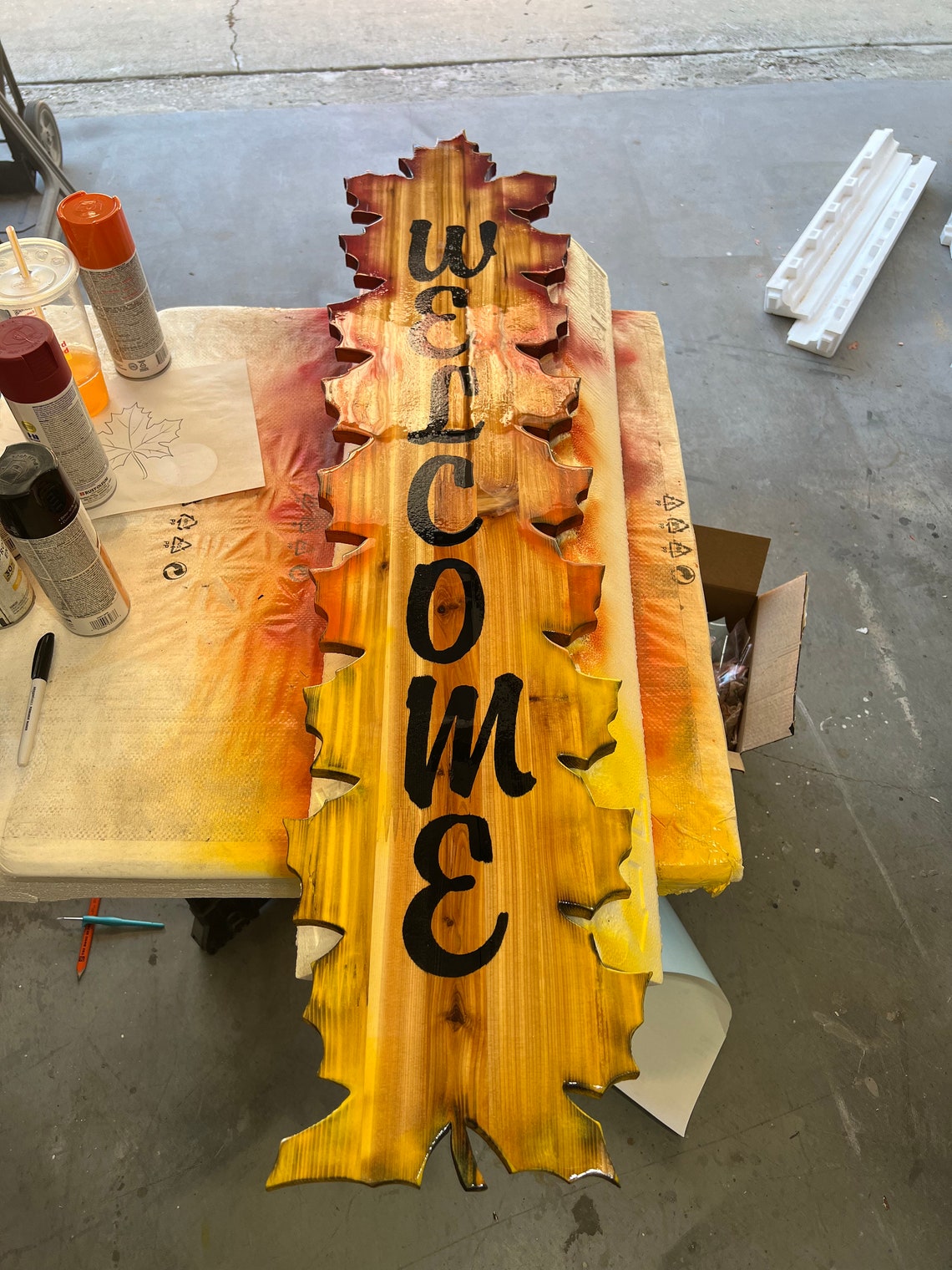 Fall Leaves Welcome Cedar Sign Custom Wood Home Sign Wall Art Custom ...