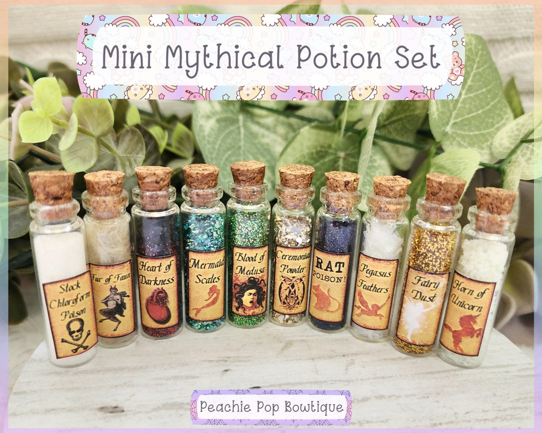 Potion Bottle Set Mini Bottles Fantasy Bottle Mythology - Etsy