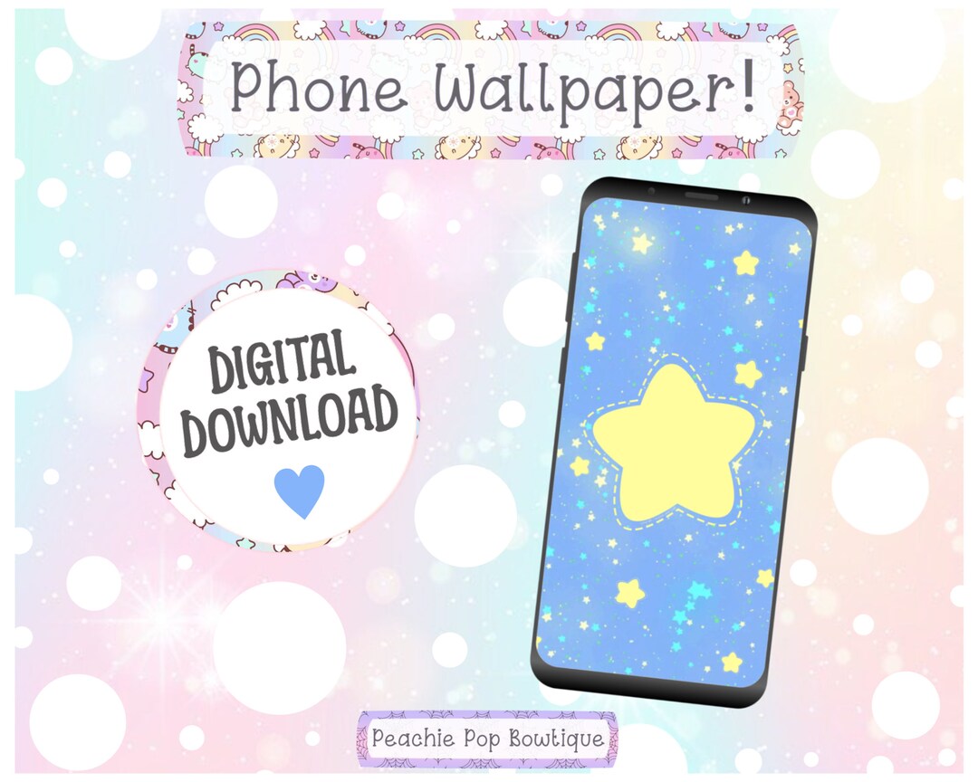 Kawaii Star Wallpaper, Star Phone, Phone Wallpaper, Yellow Background ...