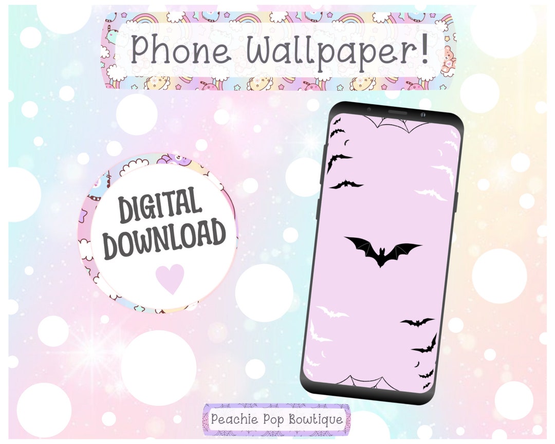 Pastel Goth Wallpaper, Bat Phone, Phone Wallpaper, Purple Background ...