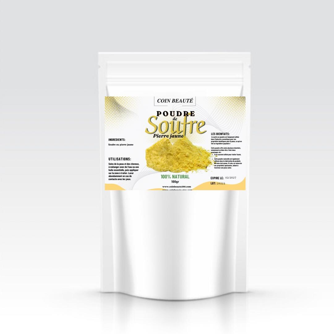 Pierre jaune ou poudre de soufre remède sporiasis, acné, eczéma etc ...