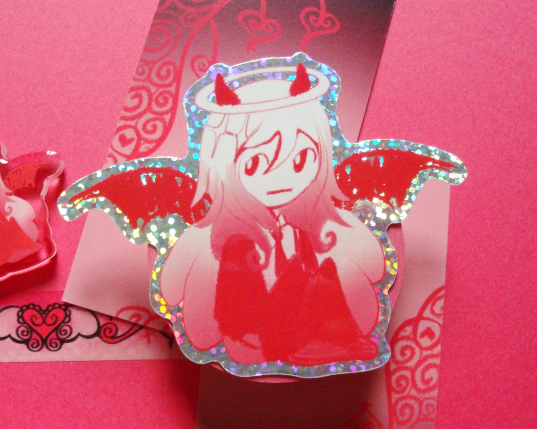 Devilish Angelic Glitter Sticker and Phone Charm - Etsy