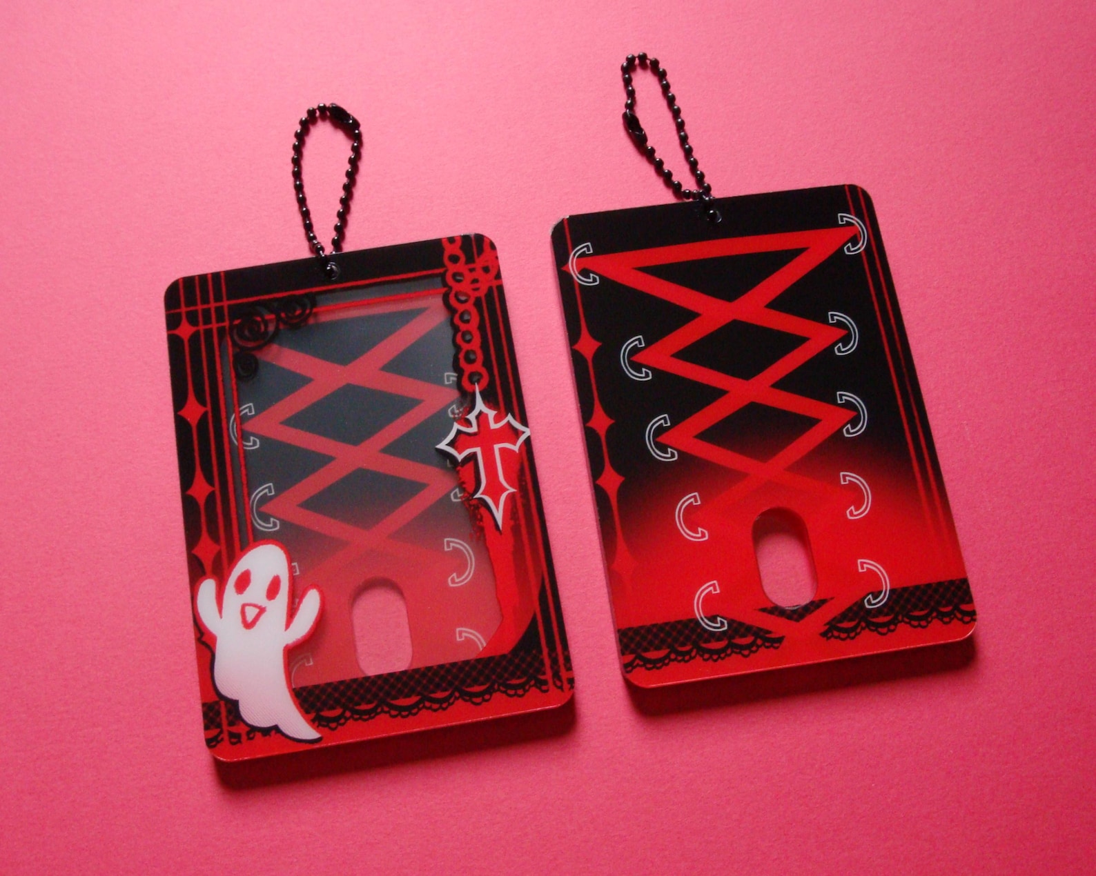 Pink and Black Gothic Ghoulish Ghost Photocard Holder - Etsy