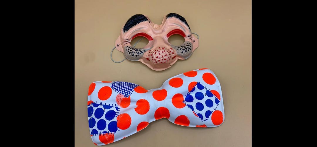 VTG Plastic Halloween Masks - Hobo Face and Bow Tie - Made in US. - Etsy