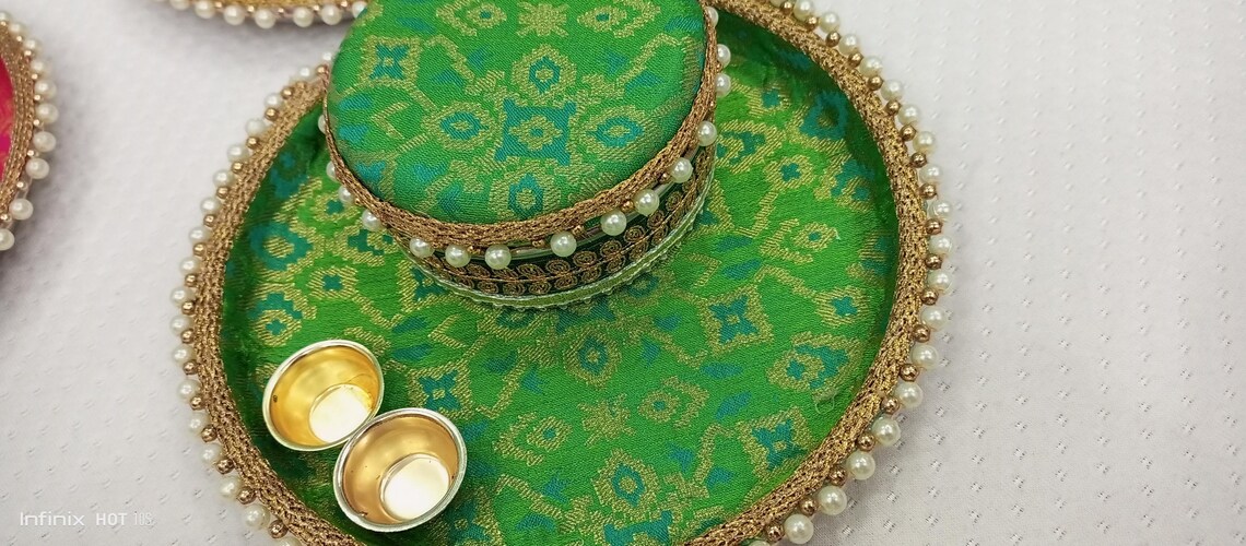 Pearl Puja|rakhi|aarthi Thaal Plates-freeship-navratri Puja Shagun ...