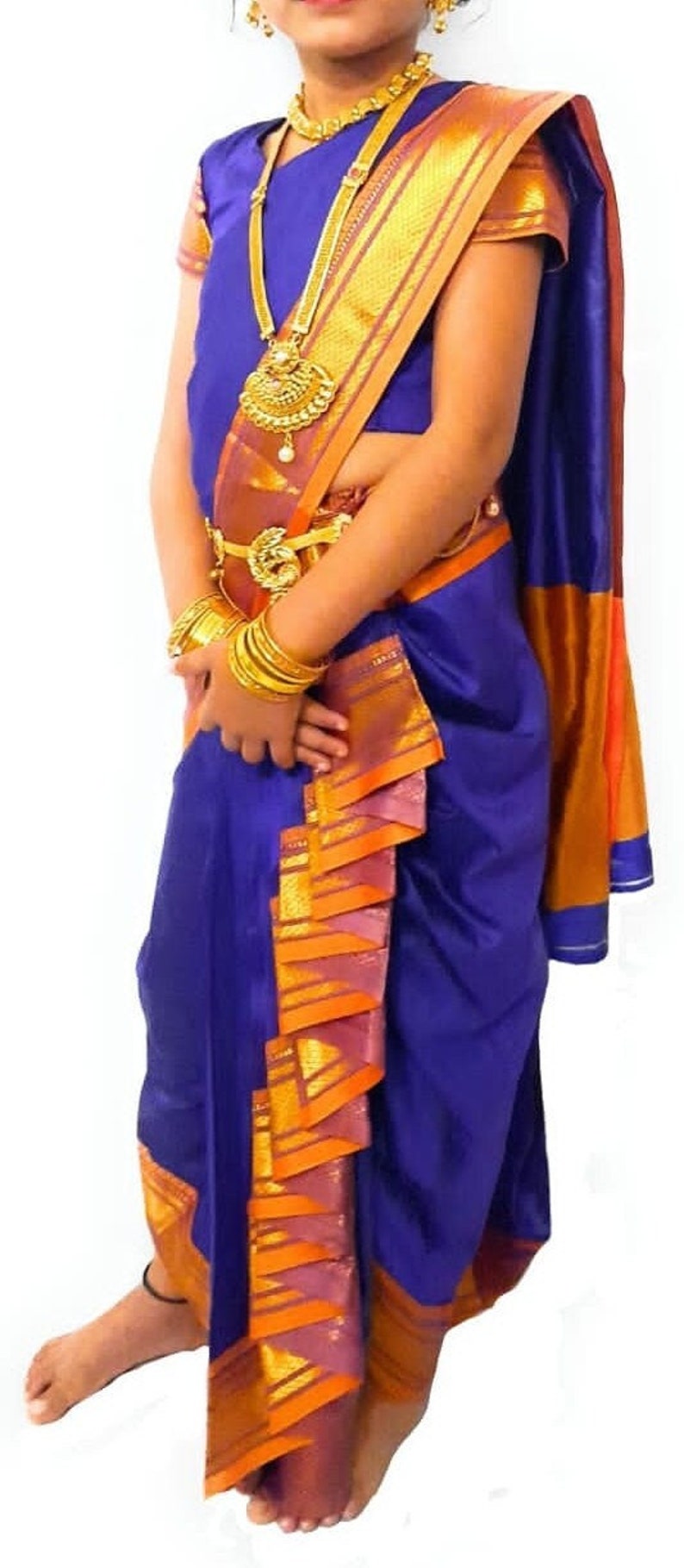 Stitched Sari Blouse/ Girls' Kashta Saree: Ready-made Maharashtrian ...