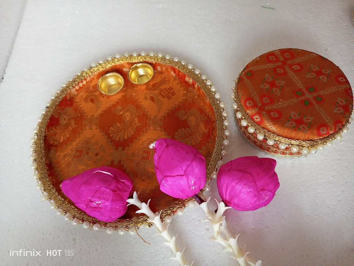 Pearl Puja|rakhi|aarthi Thaal Plates-freeship-navratri Puja Shagun ...