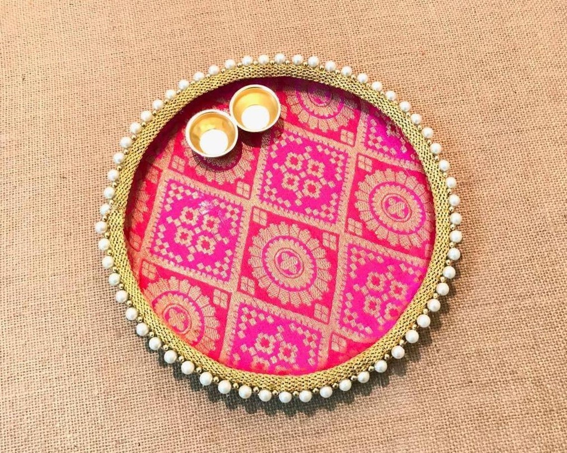 Pearl Puja|rakhi|aarthi Thaal Plates-freeship-navratri Puja Shagun ...
