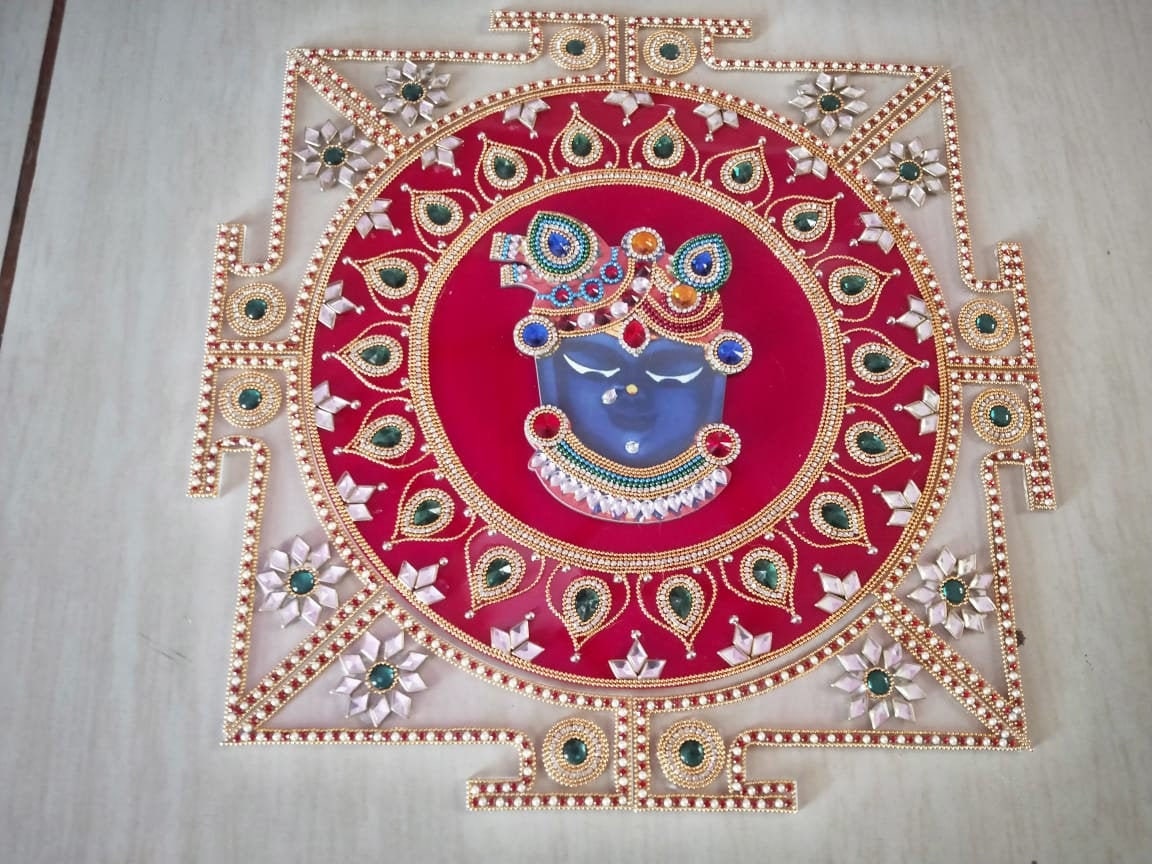 Candles Shreenath Ji Ganesha Devi Maa Lotus Large Rangoli-Centrepiece ...