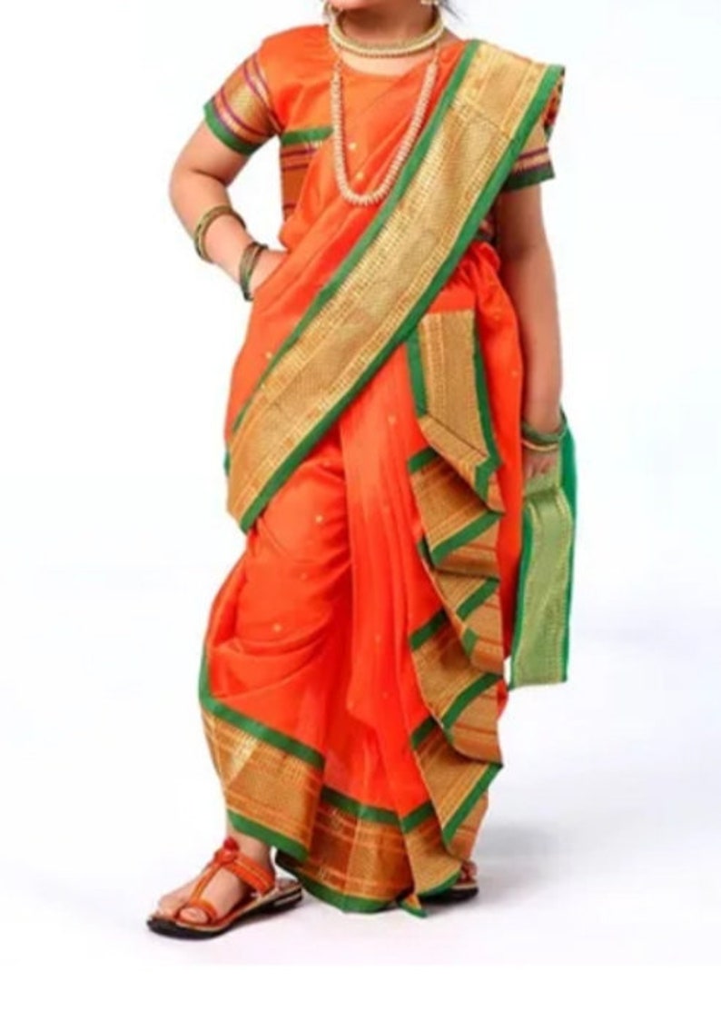 Stitched Sari Blouse/ Girls' Kashta Saree: Ready-made Maharashtrian ...