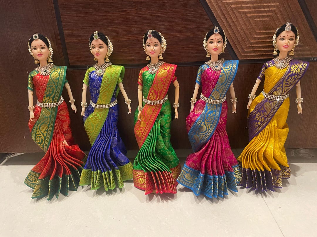 5x Indian Half Saree Welcome 2 Doll Set |welcome Dolls for All Festive ...