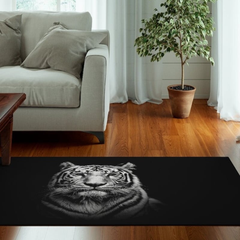 Black and White Tiger Rug - Etsy
