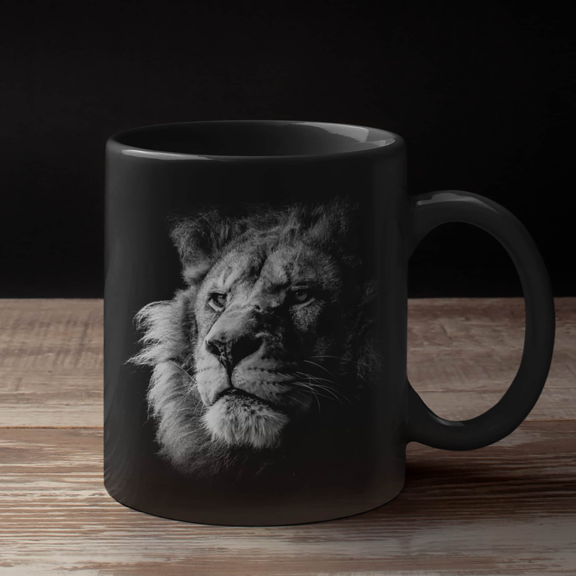 Black and White Male Lion Photo Personalized Custom Coffee Mug - Etsy