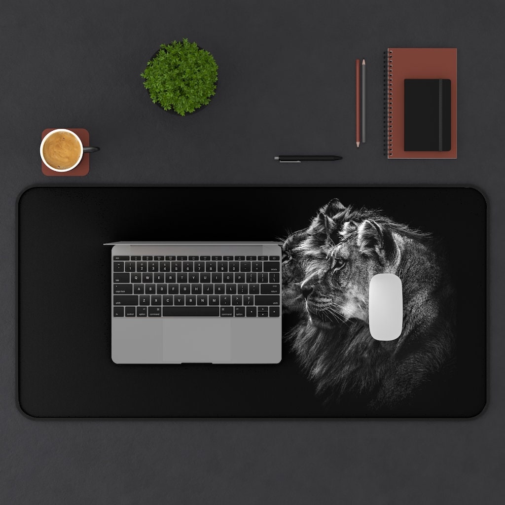 Black and White Photo of Lion Couple Desk Mat - Etsy