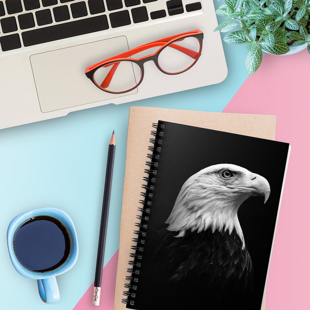 Black and White Bald Eagle Photo Spiral Notebook - Ruled Line - Etsy