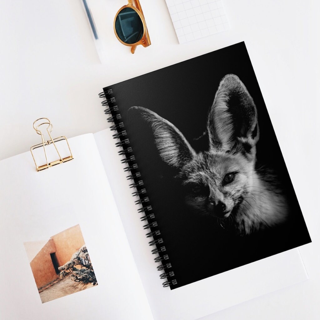 Black and White Fennec Fox Photo Spiral Notebook - Ruled Line - Etsy