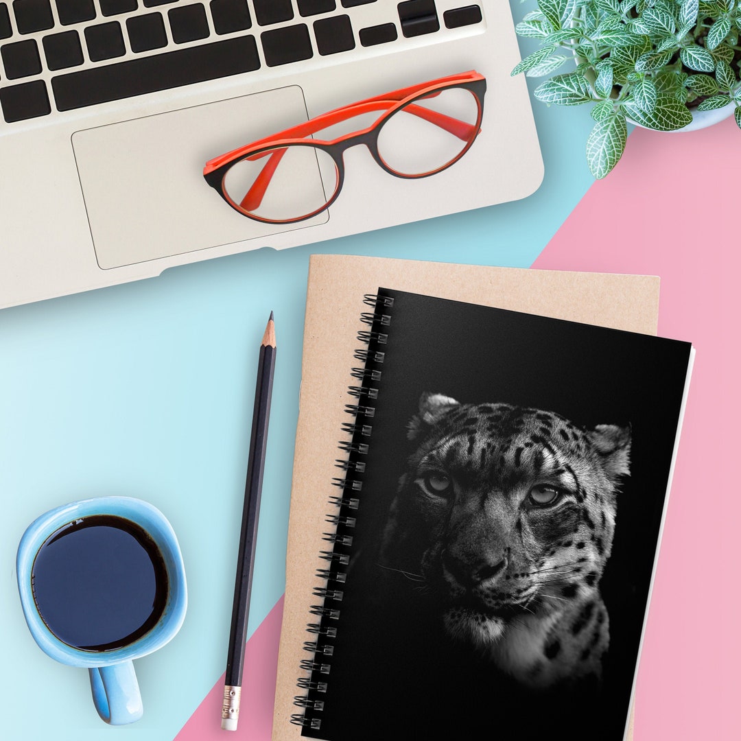 Black and White Snow Leopard Photo Spiral Notebook - Ruled Line - Etsy