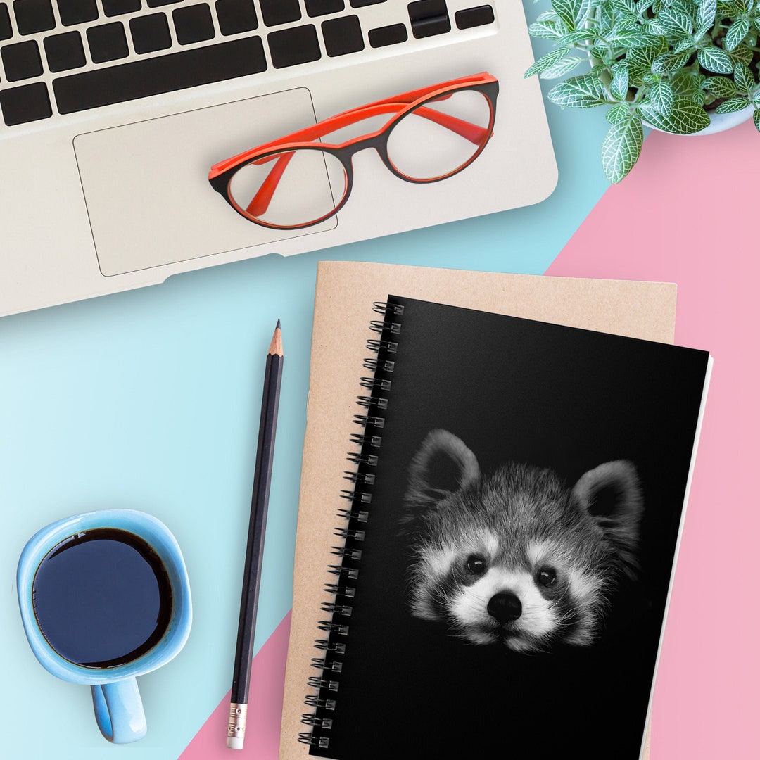 Black and White Red Panda Photo Spiral Notebook - Ruled Line - Etsy