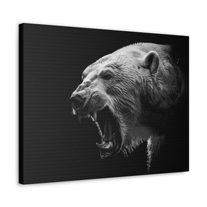 Polar Bear Roar Canvas Wall Art Etsy