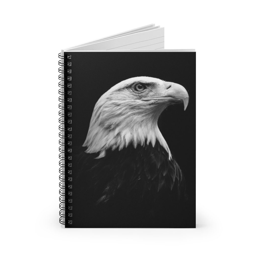 Black and White Bald Eagle Photo Spiral Notebook - Ruled Line - Etsy