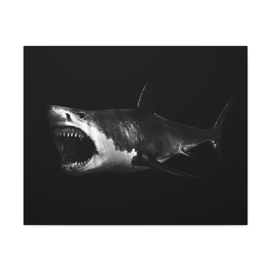 Great White Shark Bite Hunt Canvas Print - Etsy